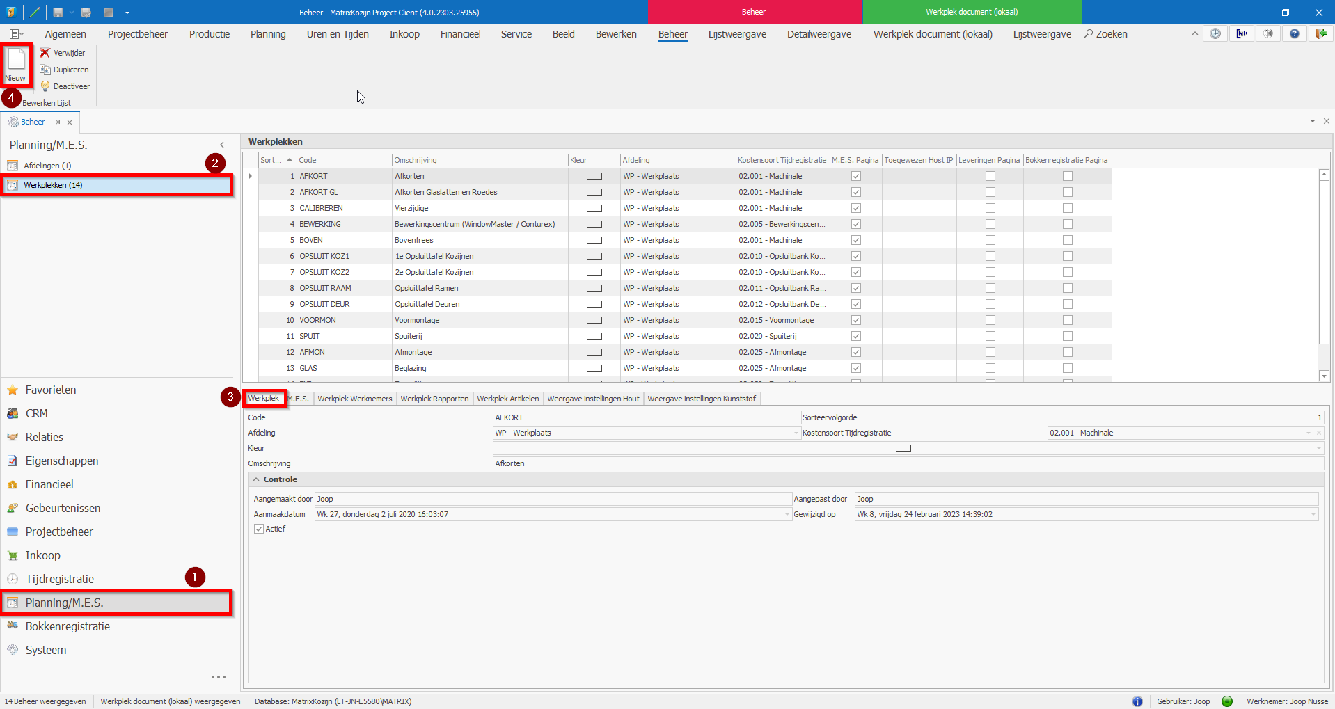 M.E.S. - Inrichten Werkplekken (tabblad Werkplek) | Matrix Knowledge Base